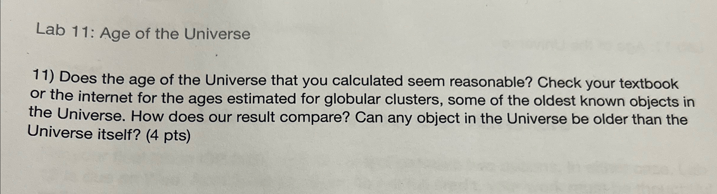 Solved Lab 11: Age of the UniverseDoes the age of the | Chegg.com