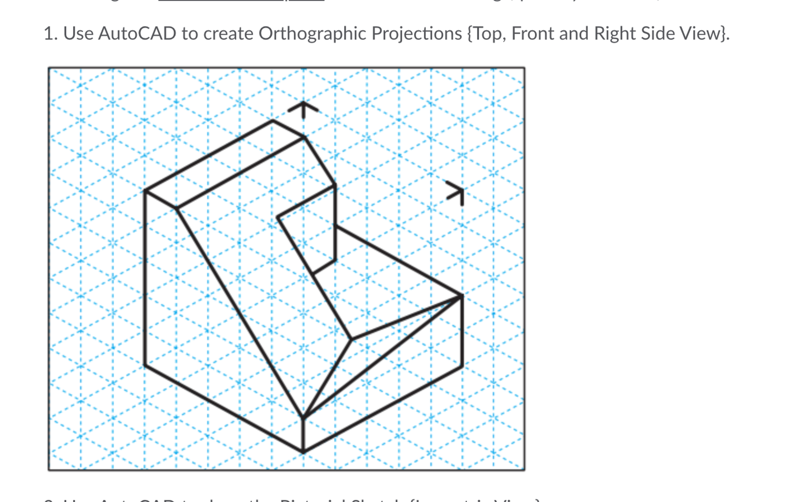 Solved Use AutoCAD to create Orthographic Projections {Top, | Chegg.com