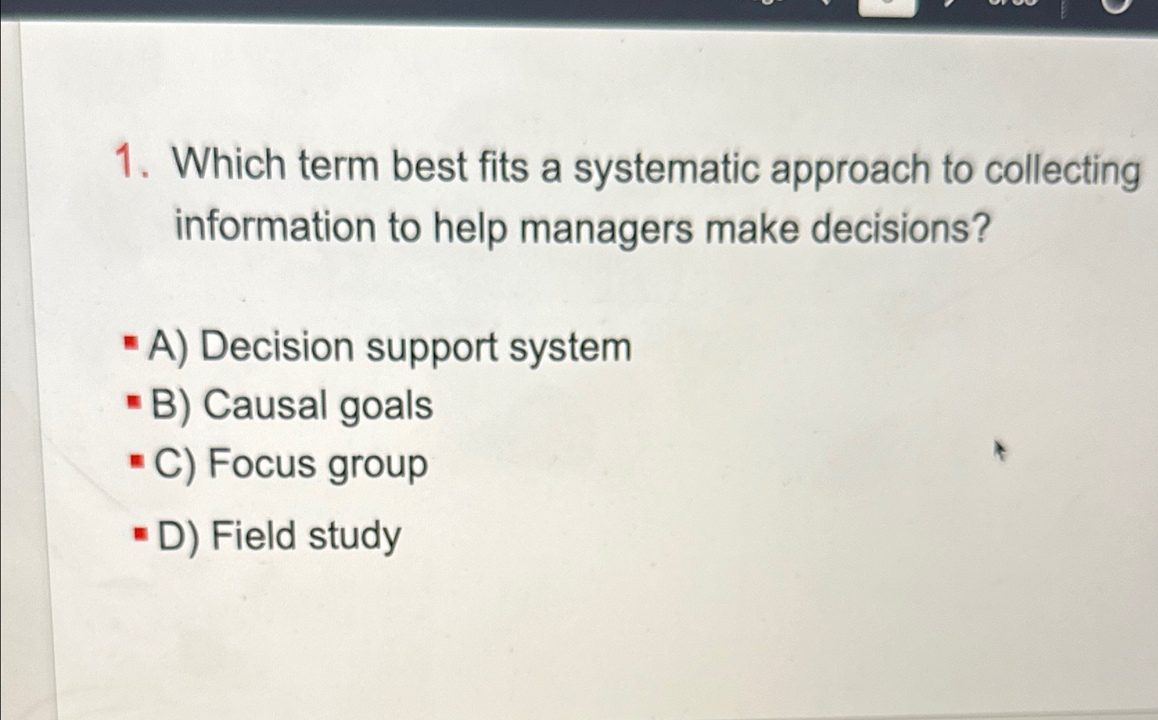 Solved Which term best fits a systematic approach to | Chegg.com