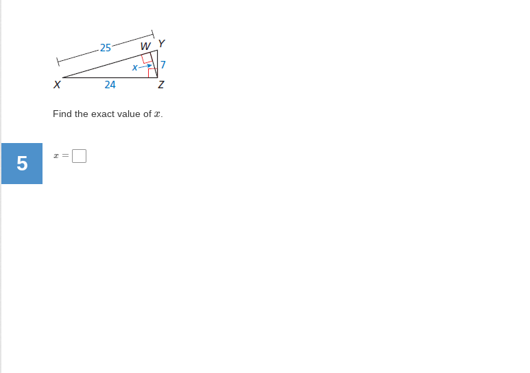 Solved Find the exact value of x.x= | Chegg.com