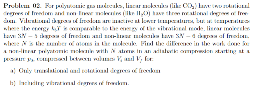 Solved Problem 02. ﻿For polyatomic gas molecules, linear | Chegg.com