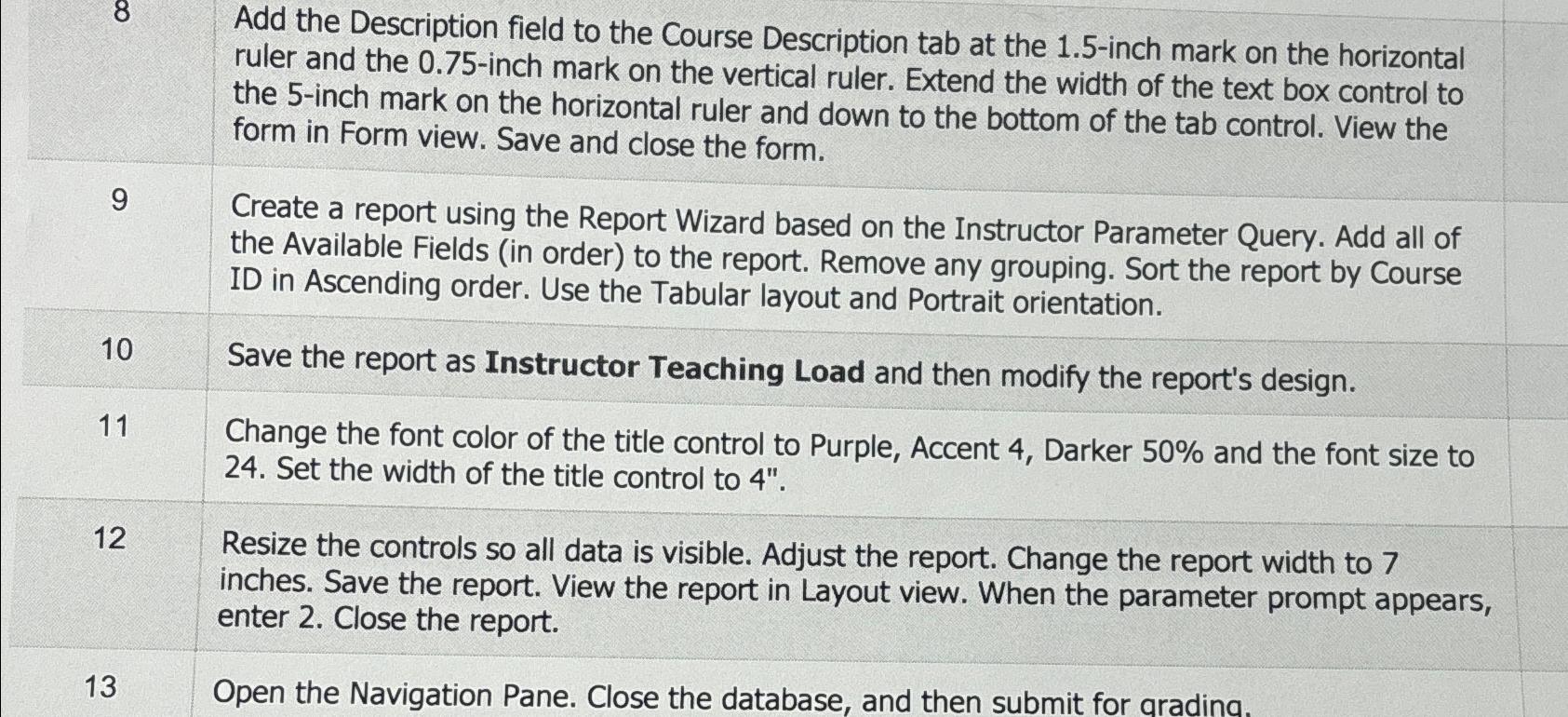 Solved Add the Description field to the Course Description | Chegg.com