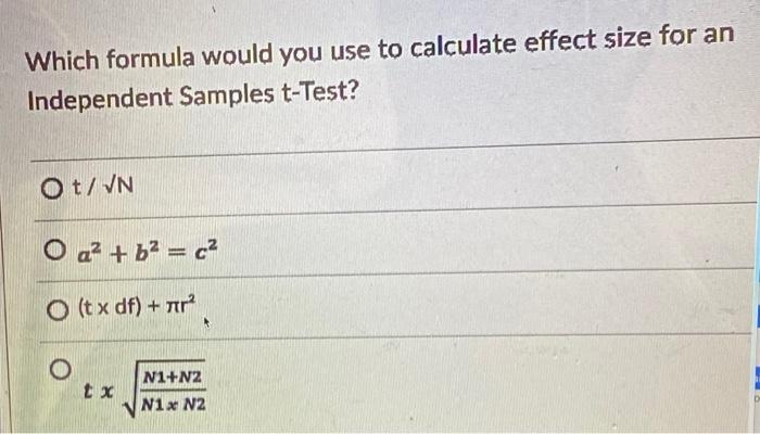 Solved Which formula would you use to calculate effect size | Chegg.com