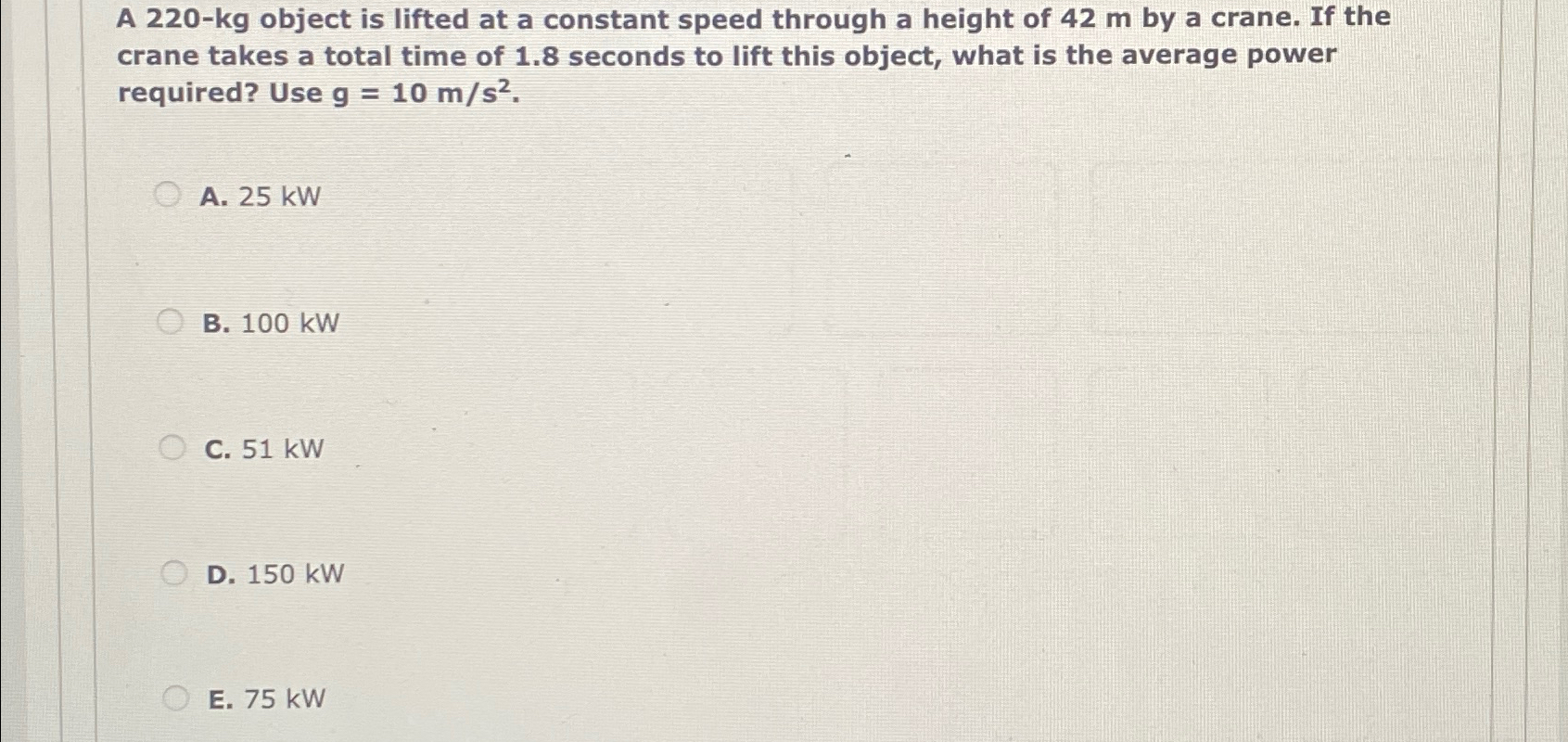 Solved A 220-kg ﻿object is lifted at a constant speed | Chegg.com