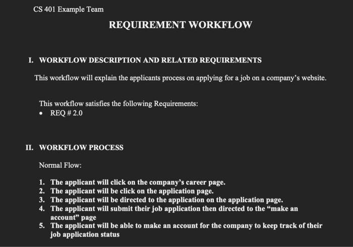 Solved I. WORKFLOW DESCRIPTION AND RELATED REQUIREMENTS This | Chegg.com