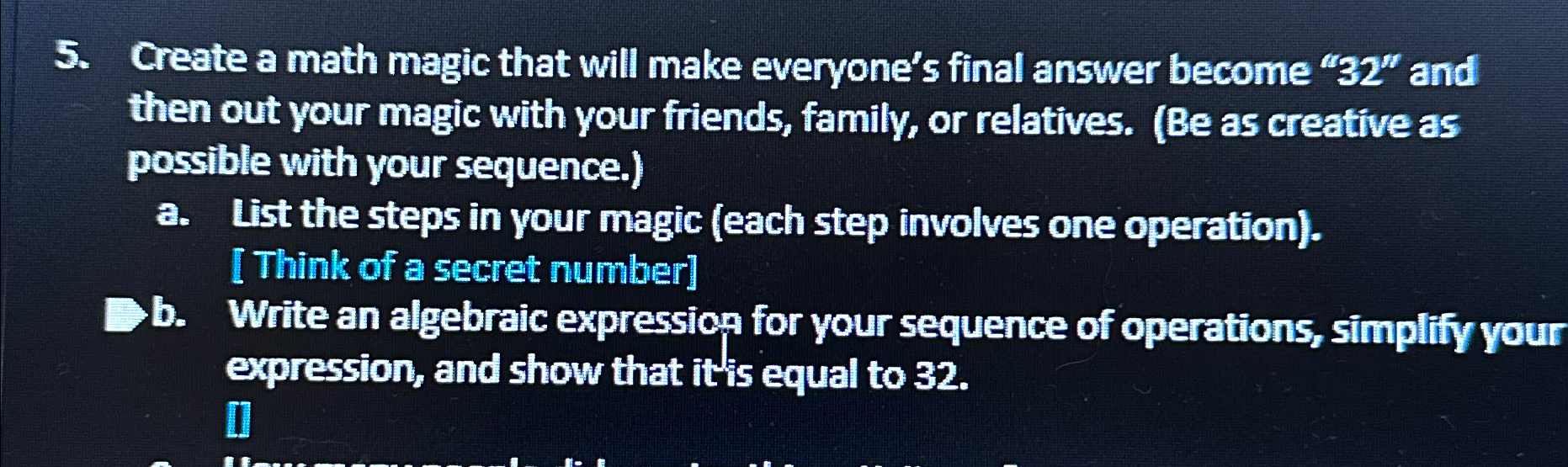 Solved Create a math magic that will make everyone's final | Chegg.com