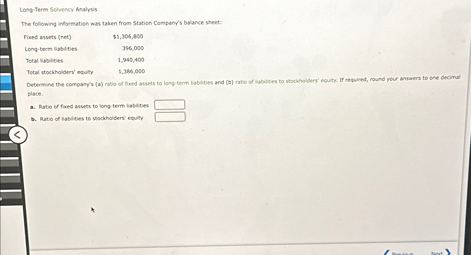 Solved Long-Term Solvency AnalysisThe following information | Chegg.com