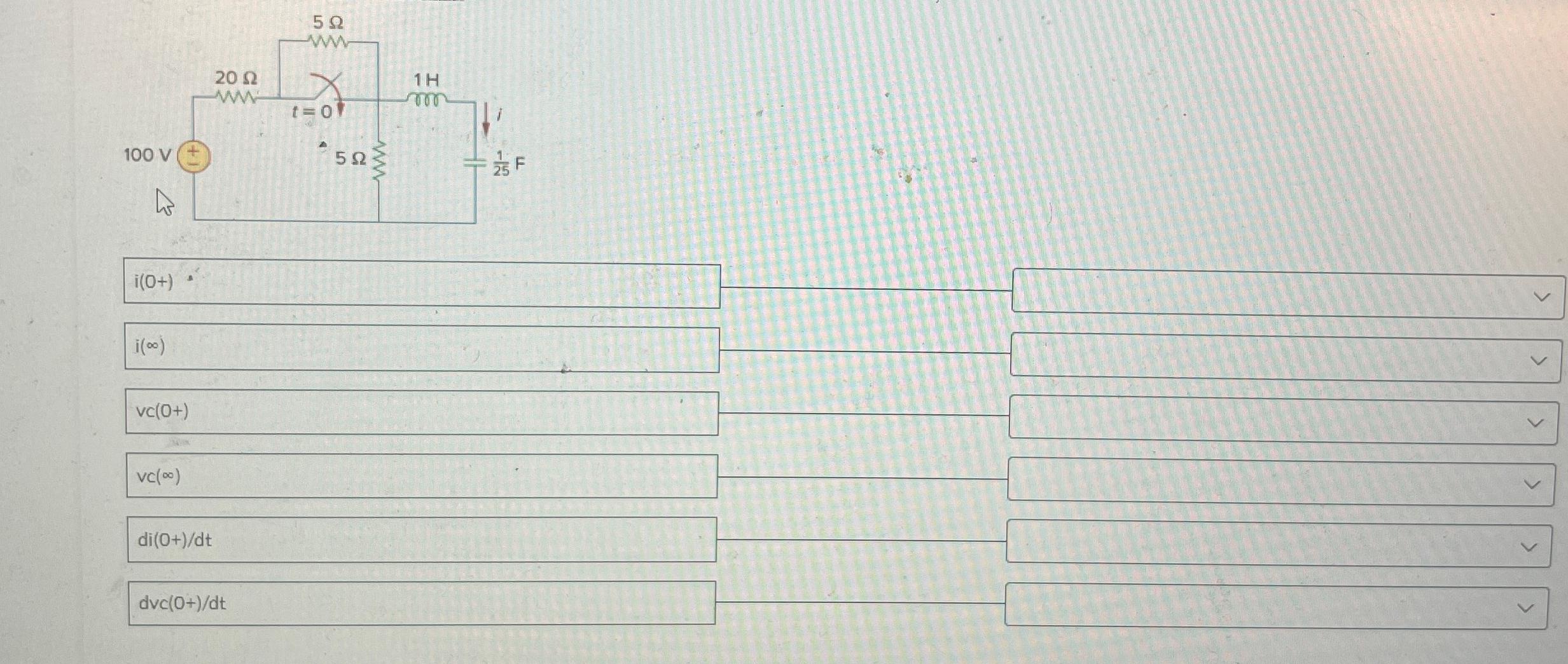 Solved Match the following dor the circuit bellow | Chegg.com