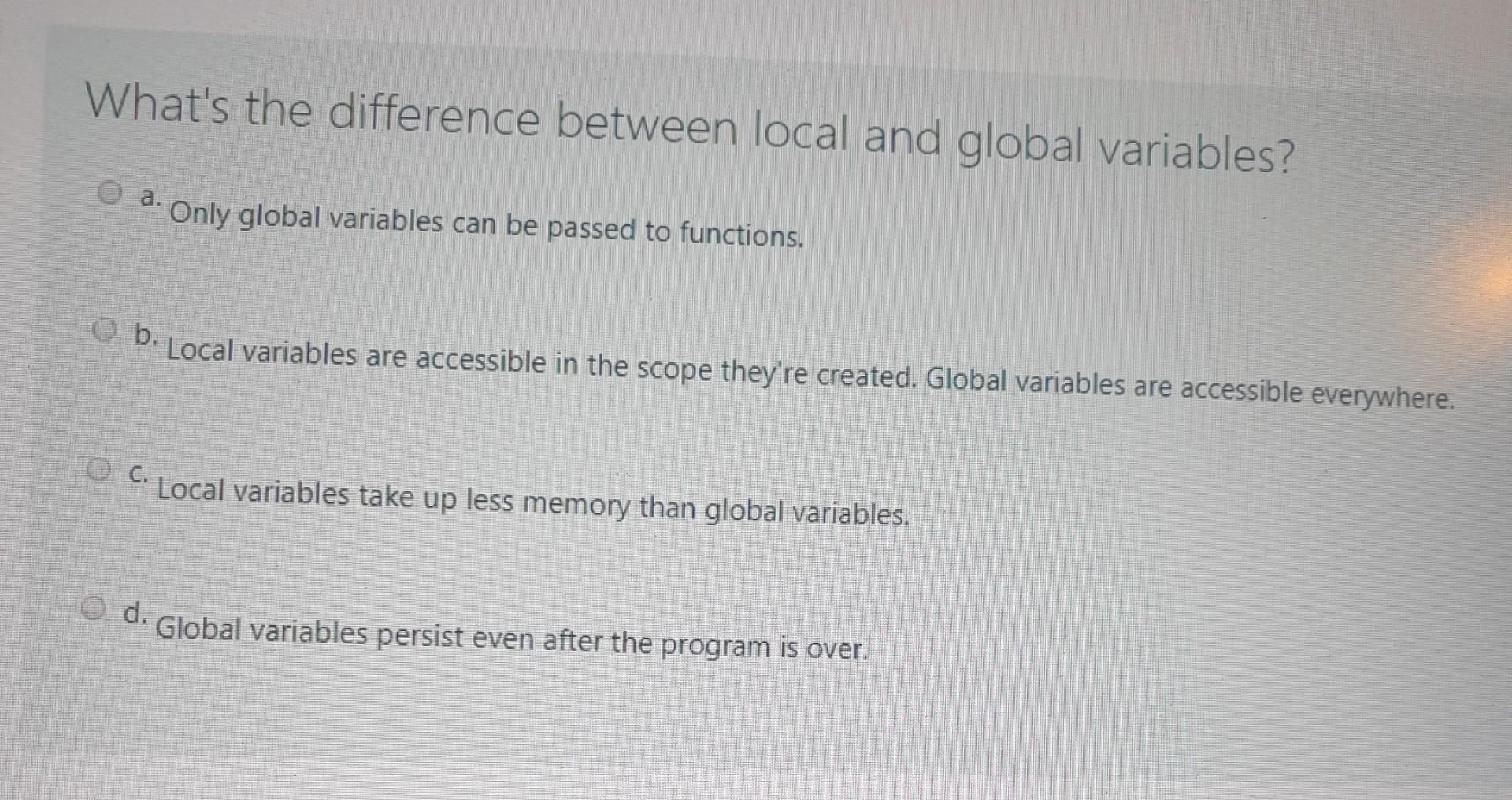 Solved What's the difference between local and global | Chegg.com