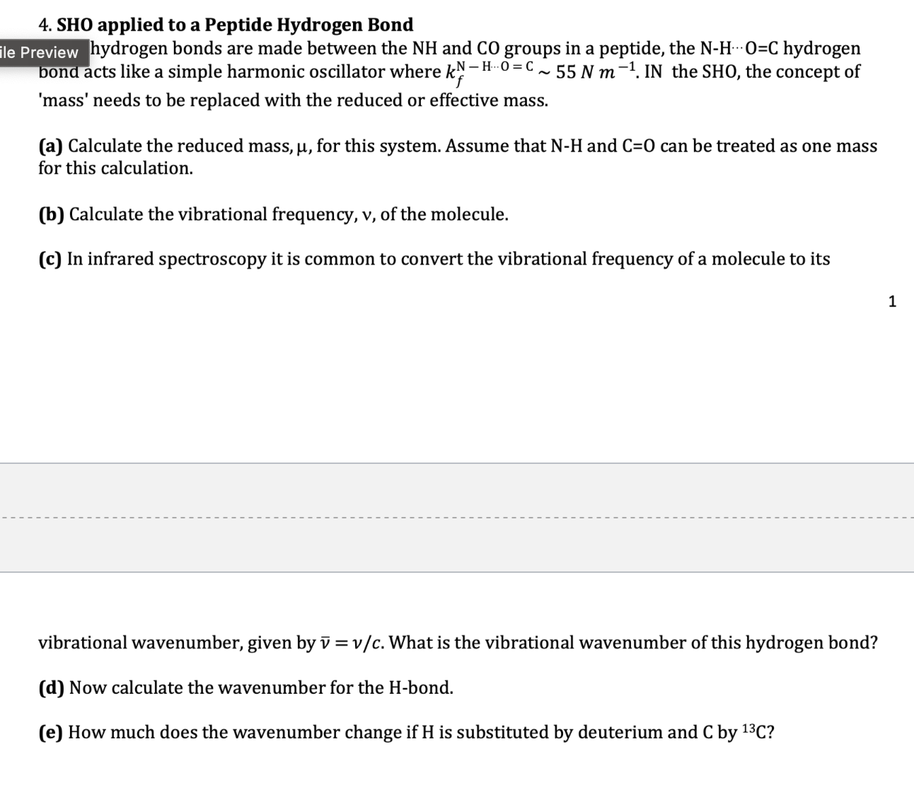 Solved vibrational wavenumber, given by ?bar (v)=vc. ﻿What | Chegg.com