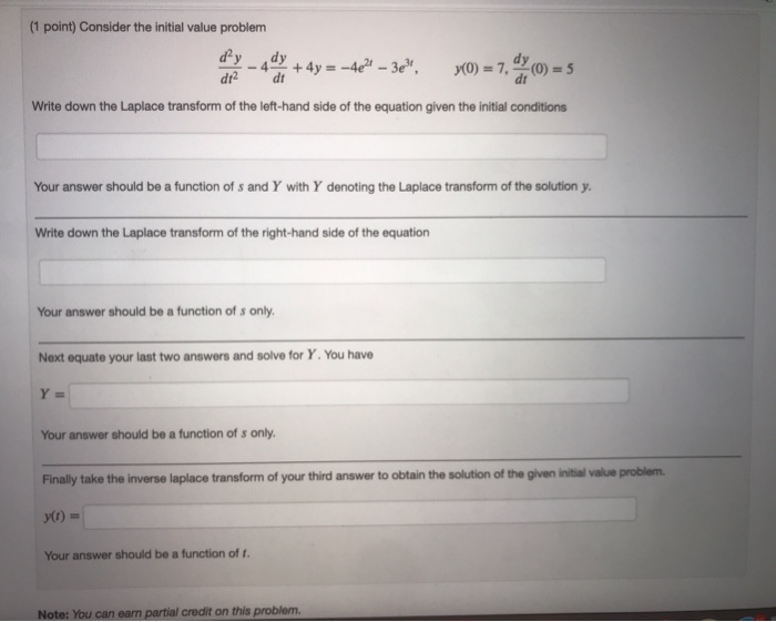 Solved (1 point) Consider the initial value problem dy - | Chegg.com