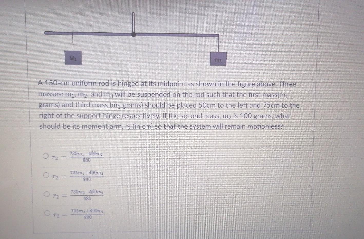 Solved Mi ma A 150-cm uniform rod is hinged at its midpoint | Chegg.com