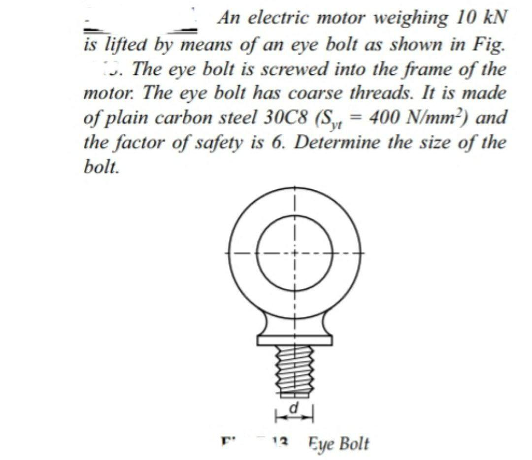 Solved An electric motor weighing 10 KN is lifted by means | Chegg.com