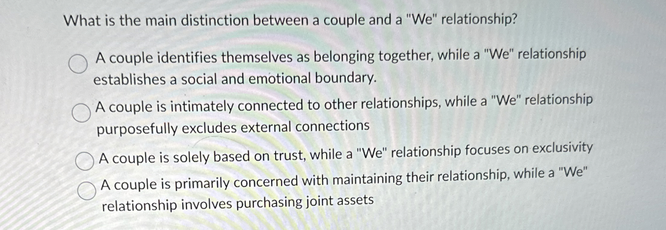 Solved What is the main distinction between a couple and a | Chegg.com