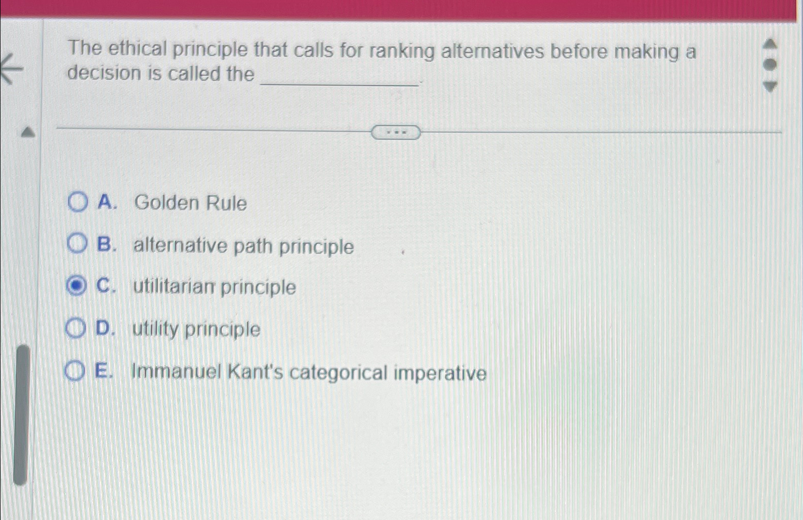 Solved The ethical principle that calls for ranking | Chegg.com