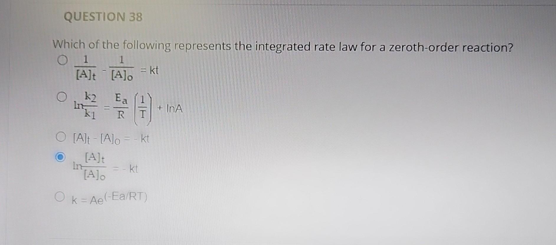 Solved QUESTION 38 Which of the following represents the | Chegg.com