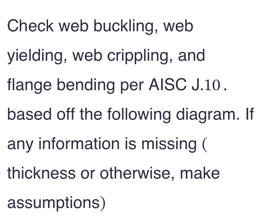 Solved Check web buckling, web yielding, web crippling, and | Chegg.com