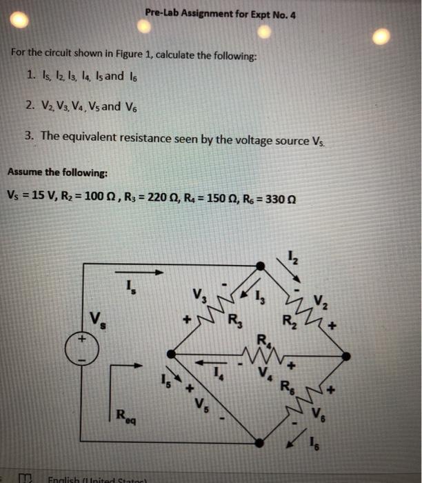 Solved Pre-Lab Assignment for Expt No. 4 For the circuit | Chegg.com