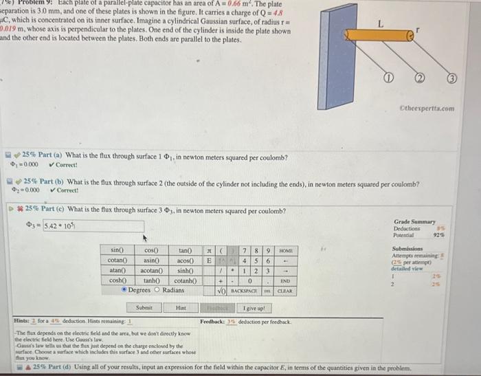 Solved 7.) Problem 9: Each plate of a parallel-plate | Chegg.com