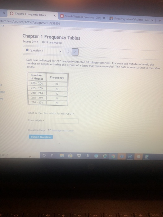 Solved X Chapter 1 Frequency Tables C Search Textbook | Chegg.com