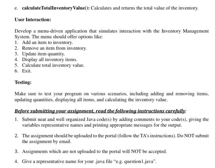 Solved Inventory Management System Implementation: Create an | Chegg.com