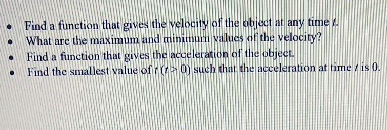 Solved An object moves according to the position function | Chegg.com