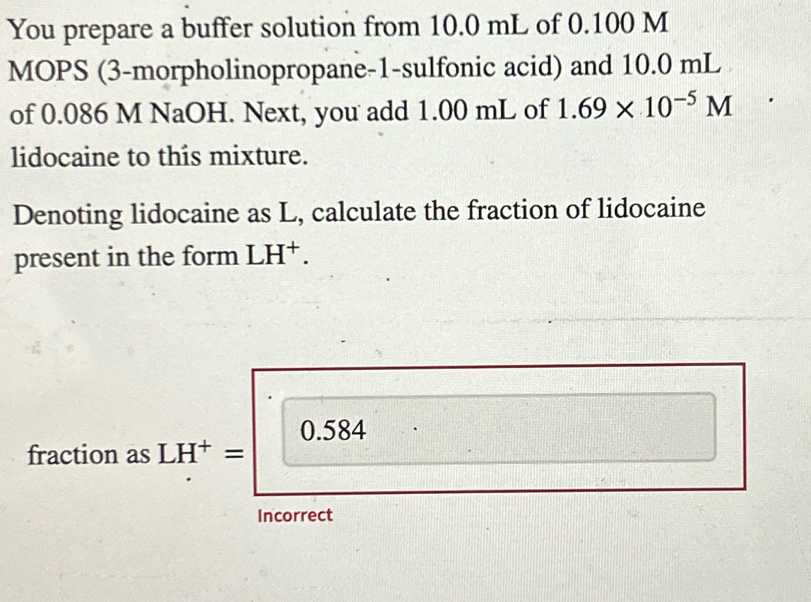 Solved You prepare a buffer solution from 10.0mL ﻿of 0.100M | Chegg.com