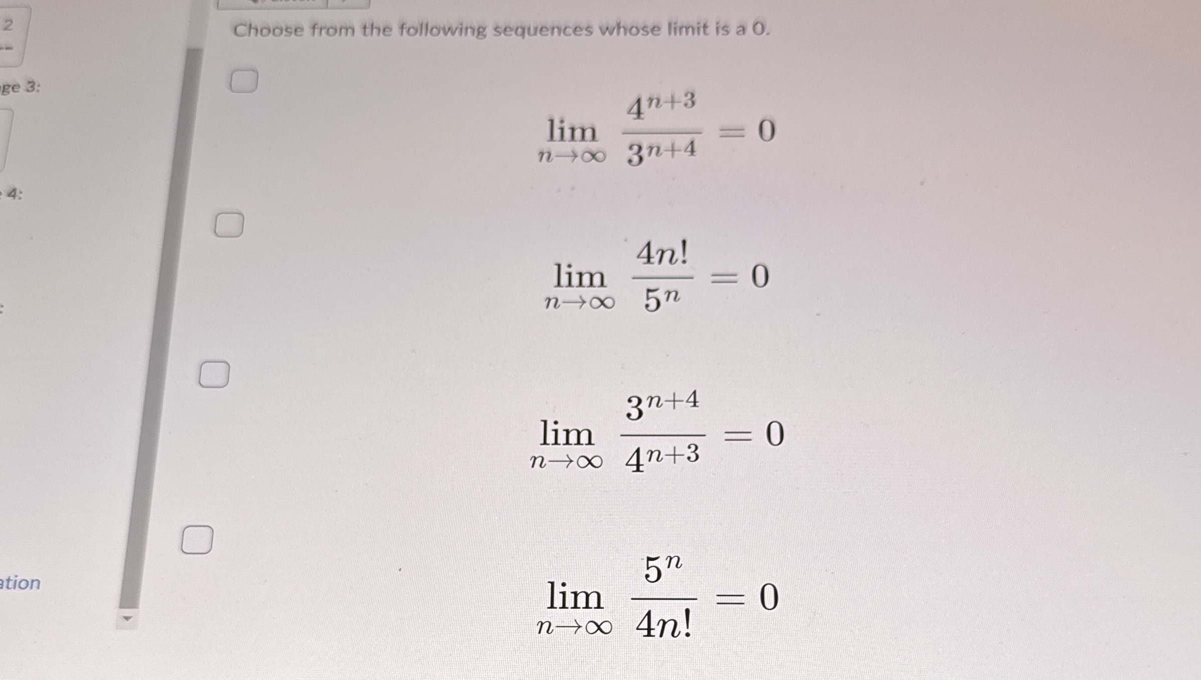 Choose from the following sequences whose limit is a | Chegg.com