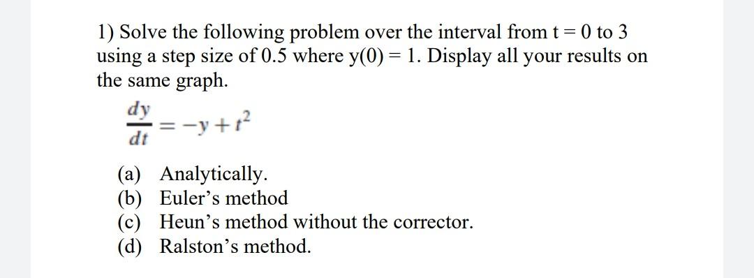 Solved 1) Solve the following problem over the interval from | Chegg.com