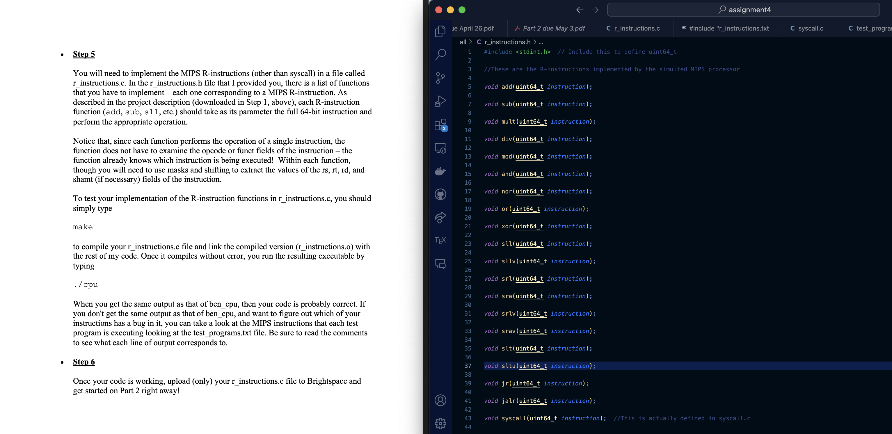 Solved You will need to implement the MIPS R-instructions | Chegg.com