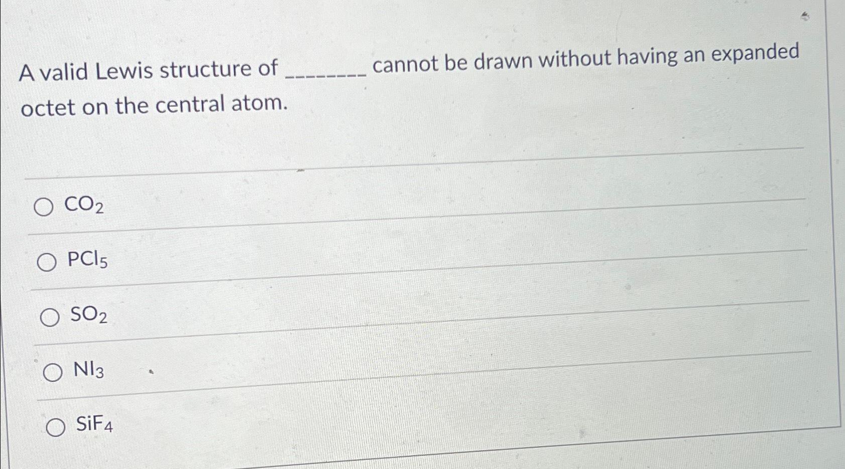 Solved A valid Lewis structure of cannot be drawn without | Chegg.com