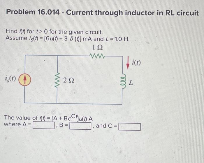 Problem 16.014 - Current through inductor in RL | Chegg.com