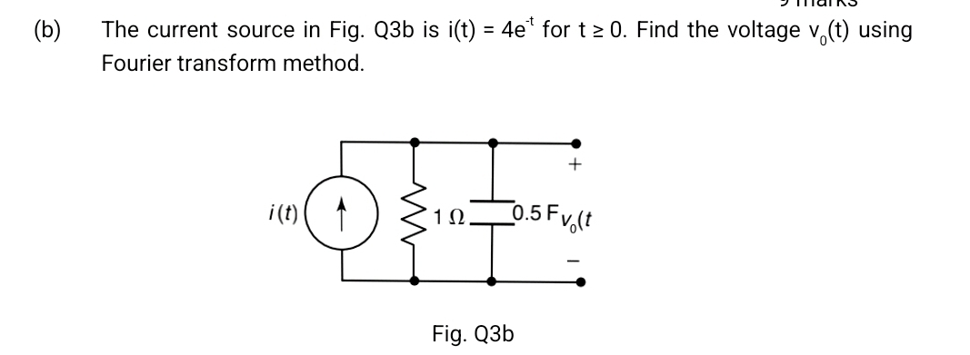 Solved (b) ﻿The current source in Fig. Q3b is i(t)=4e-t ﻿for | Chegg.com