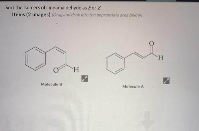 Solved Sort the isomers of cinnamaldehyde as Eor Z Items (2 | Chegg.com