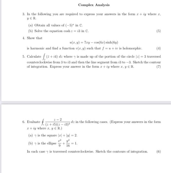 Solved Complex Analysis 3. In the following you are required | Chegg.com