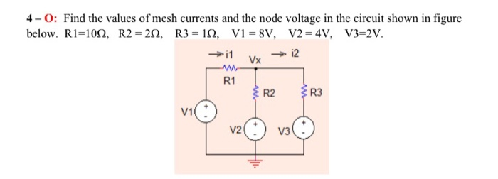 Solved 4-0: Find the values of mesh currents and the node | Chegg.com