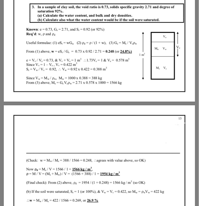 Solved 3. In a sample of clay soil, the void ratio is 0.73, | Chegg.com