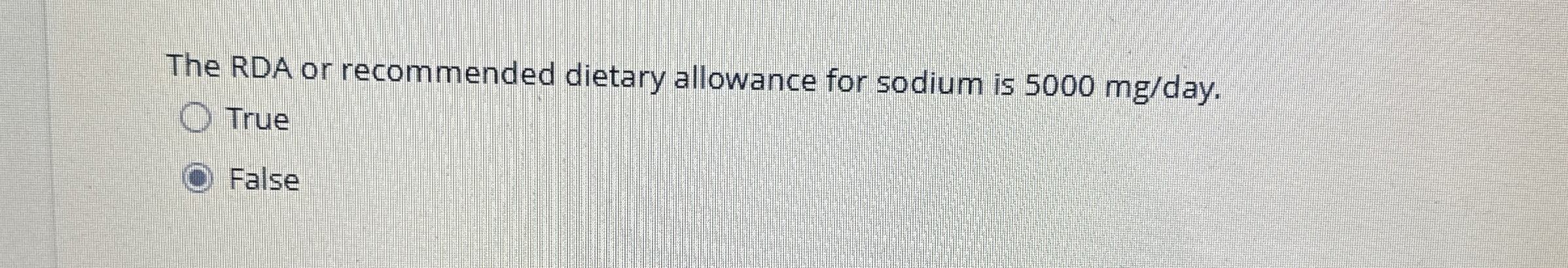 Solved The RDA or recommended dietary allowance for sodium | Chegg.com
