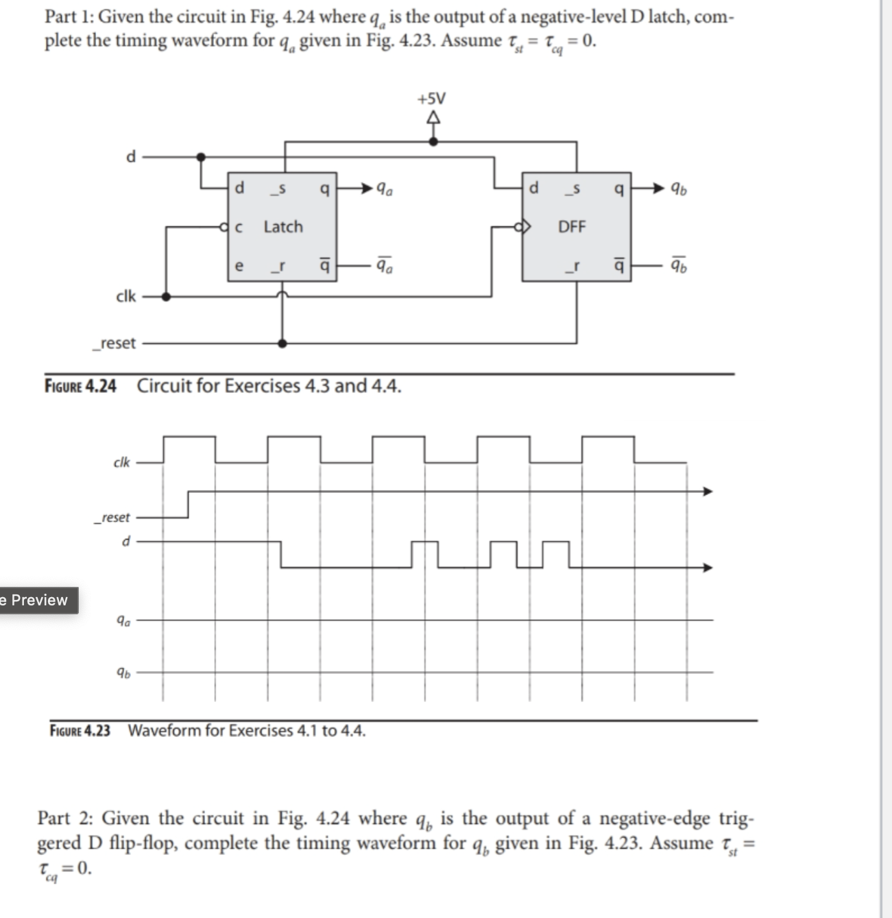 Solved 4.3 ﻿Part 1: Given the circuit in Fig. 4.24 ﻿where qa | Chegg.com