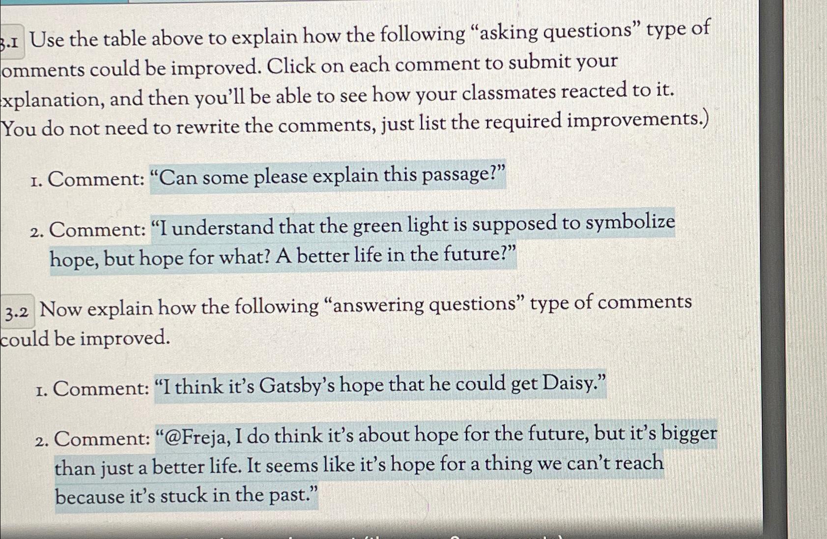 Solved Use the table above to explain how the following | Chegg.com