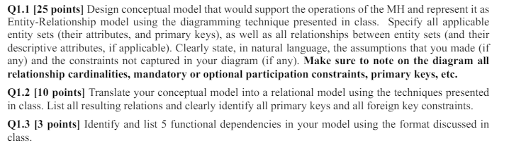 Solved Q1.1 [25 ﻿points] ﻿Design conceptual model that would | Chegg.com