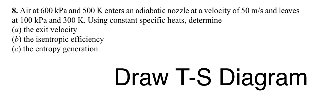 Solved Air at 600kPa and 500K ﻿enters an adiabatic nozzle at | Chegg.com
