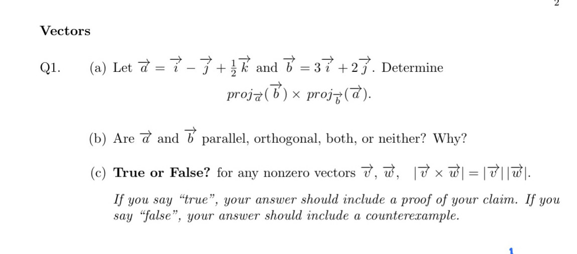 Solved VectorsQ1.(a) ﻿Let vec(a)=vec(i)-vec(j)+12vec(k) ﻿and | Chegg.com