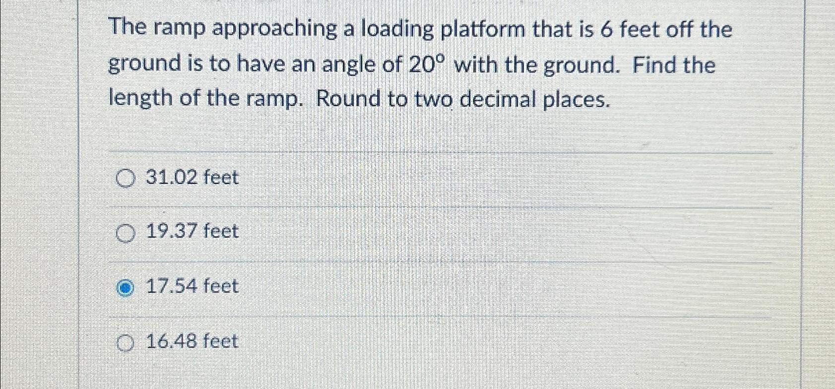 Solved The ramp approaching a loading platform that is 6 | Chegg.com