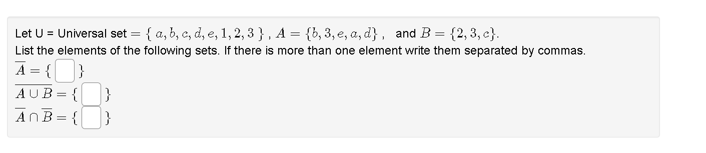 Let U= Universal set | Chegg.com Let U= Universal set | Chegg.com
