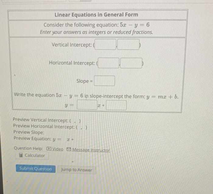 Solved Linear Equations in General Form Consider the | Chegg.com