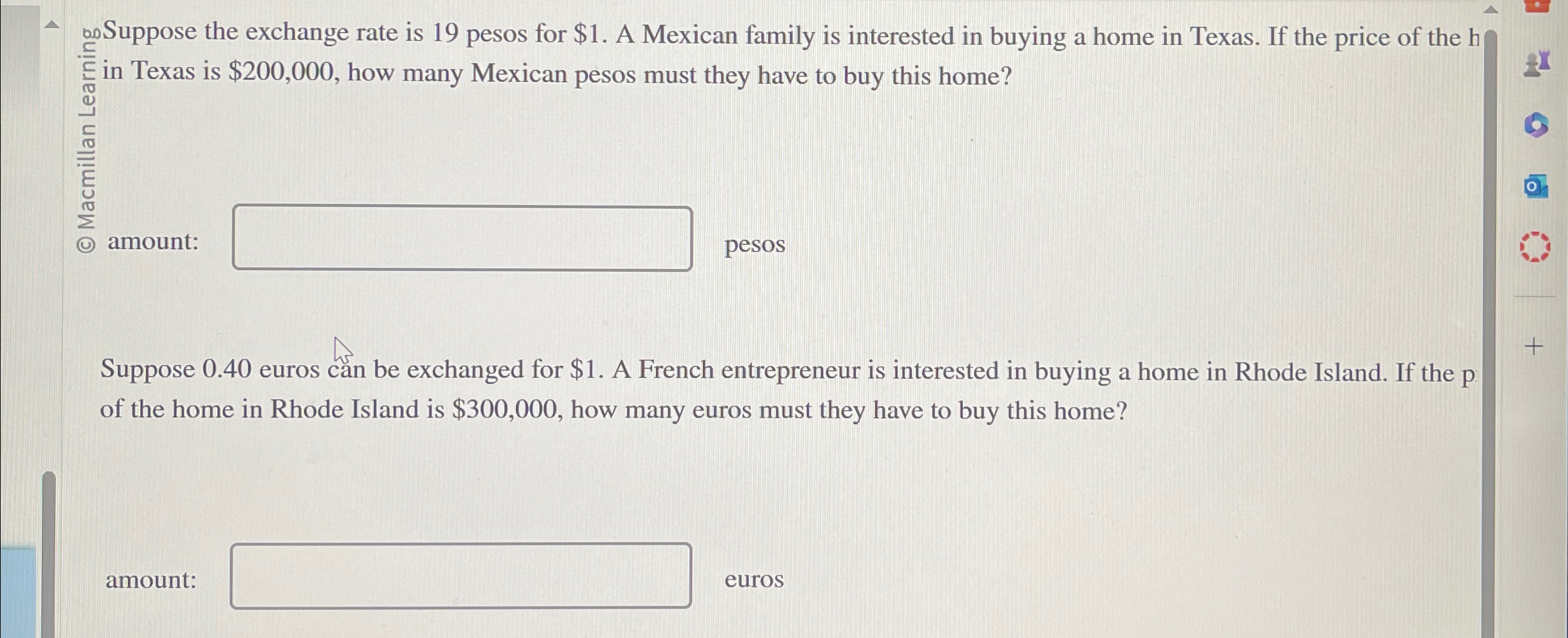 Solved ?0 ﻿Suppose the exchange rate is 19 ﻿pesos for $1. ﻿A | Chegg.com