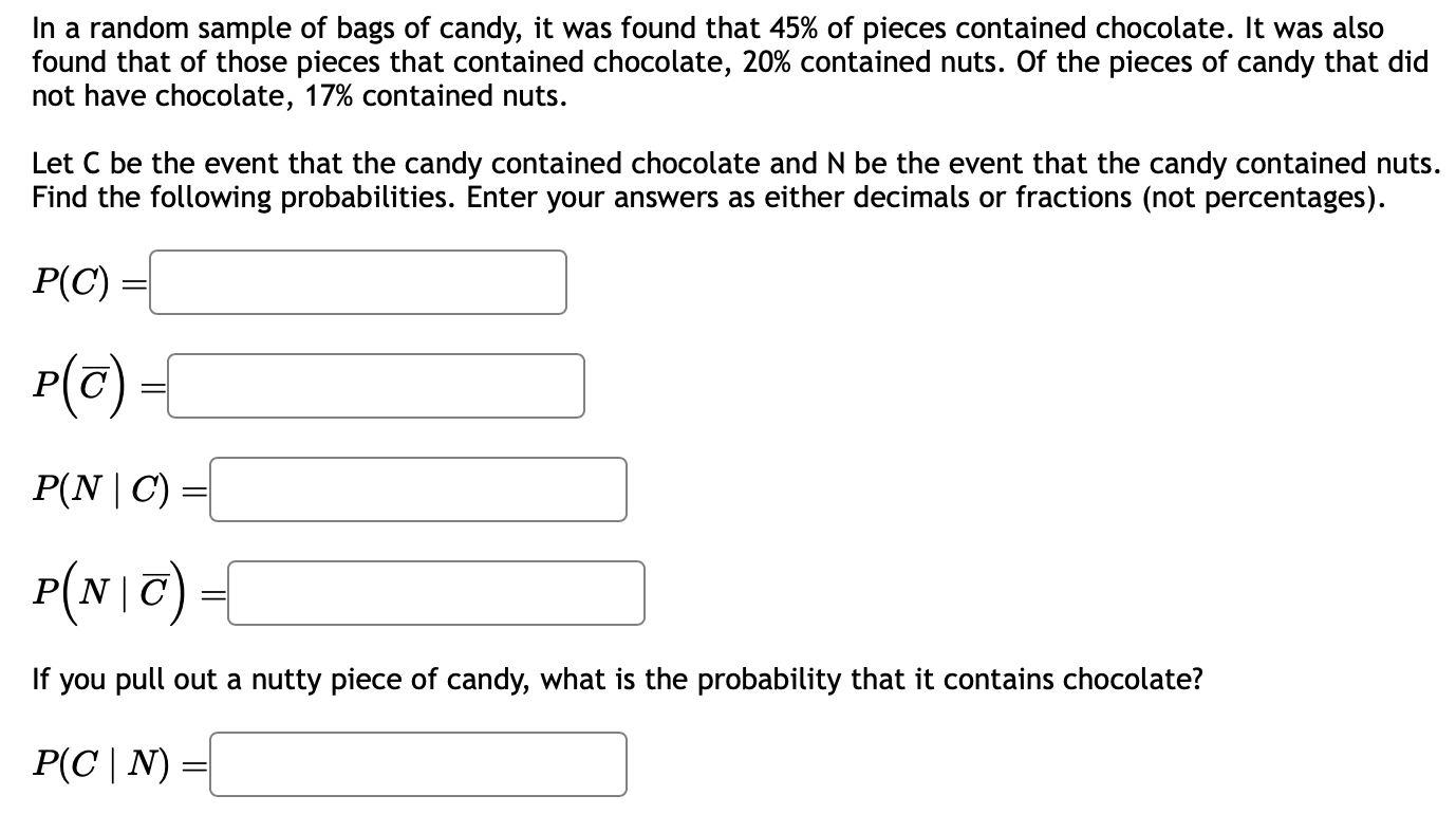 Solved In a random sample of bags of candy, it was found | Chegg.com