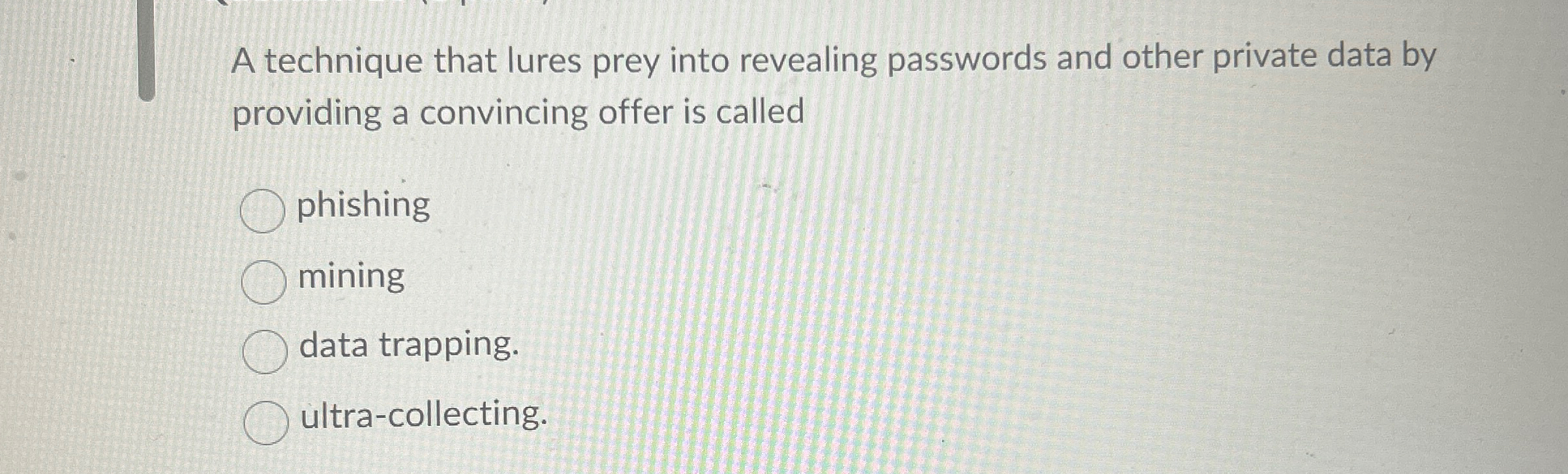 Solved A technique that lures prey into revealing passwords | Chegg.com