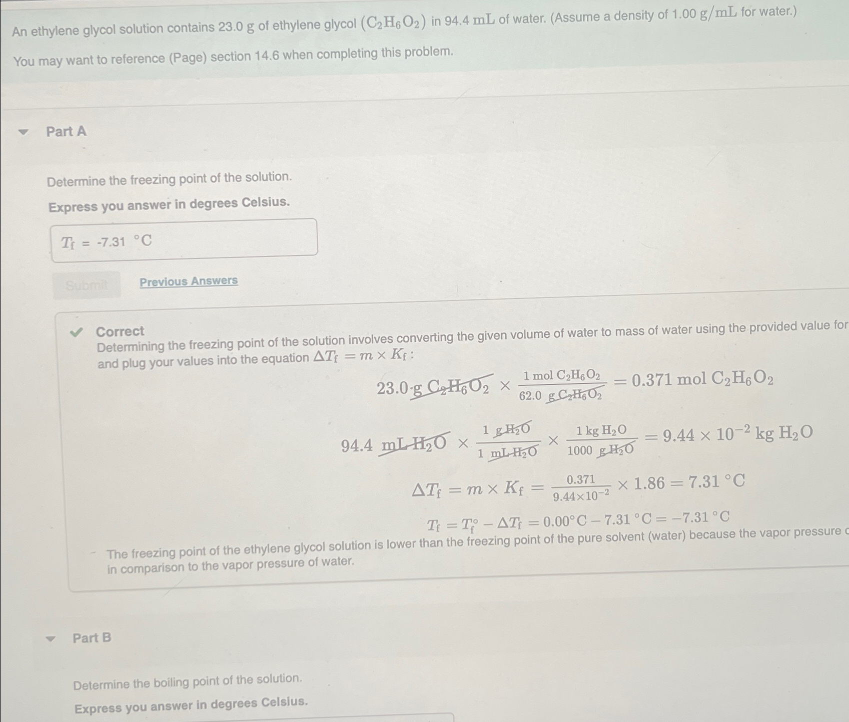 Solved An ethylene glycol solution contains 23.0g of | Chegg.com
